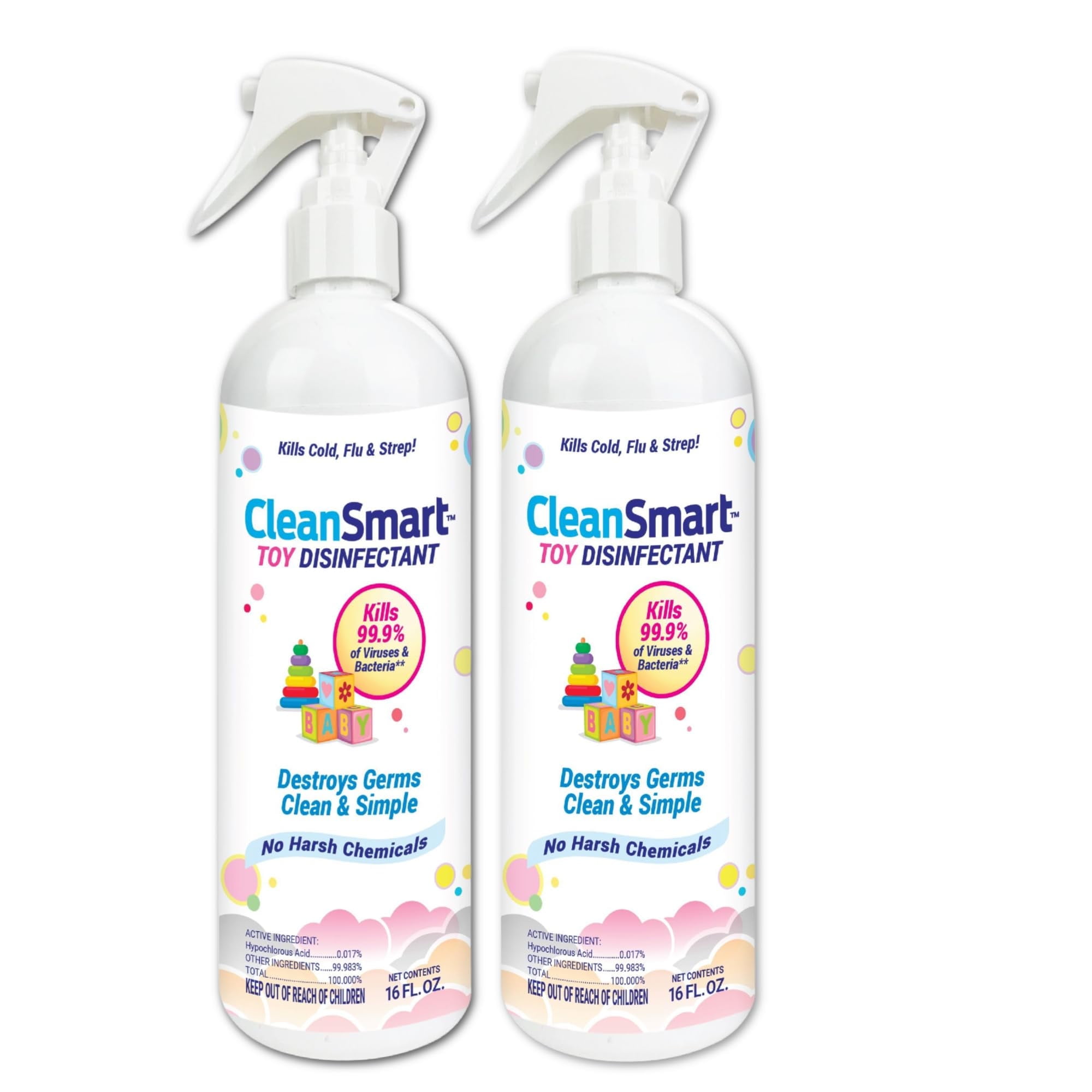 CleanSmart Toy Disinfectant Spray, 16 oz, Pack of 2, Safe for Toys and ...
