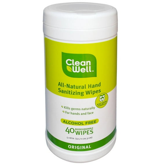 CleanWell All-Natural Hand Sanitizing Wipes, Original, 40 Ct - Walmart.com