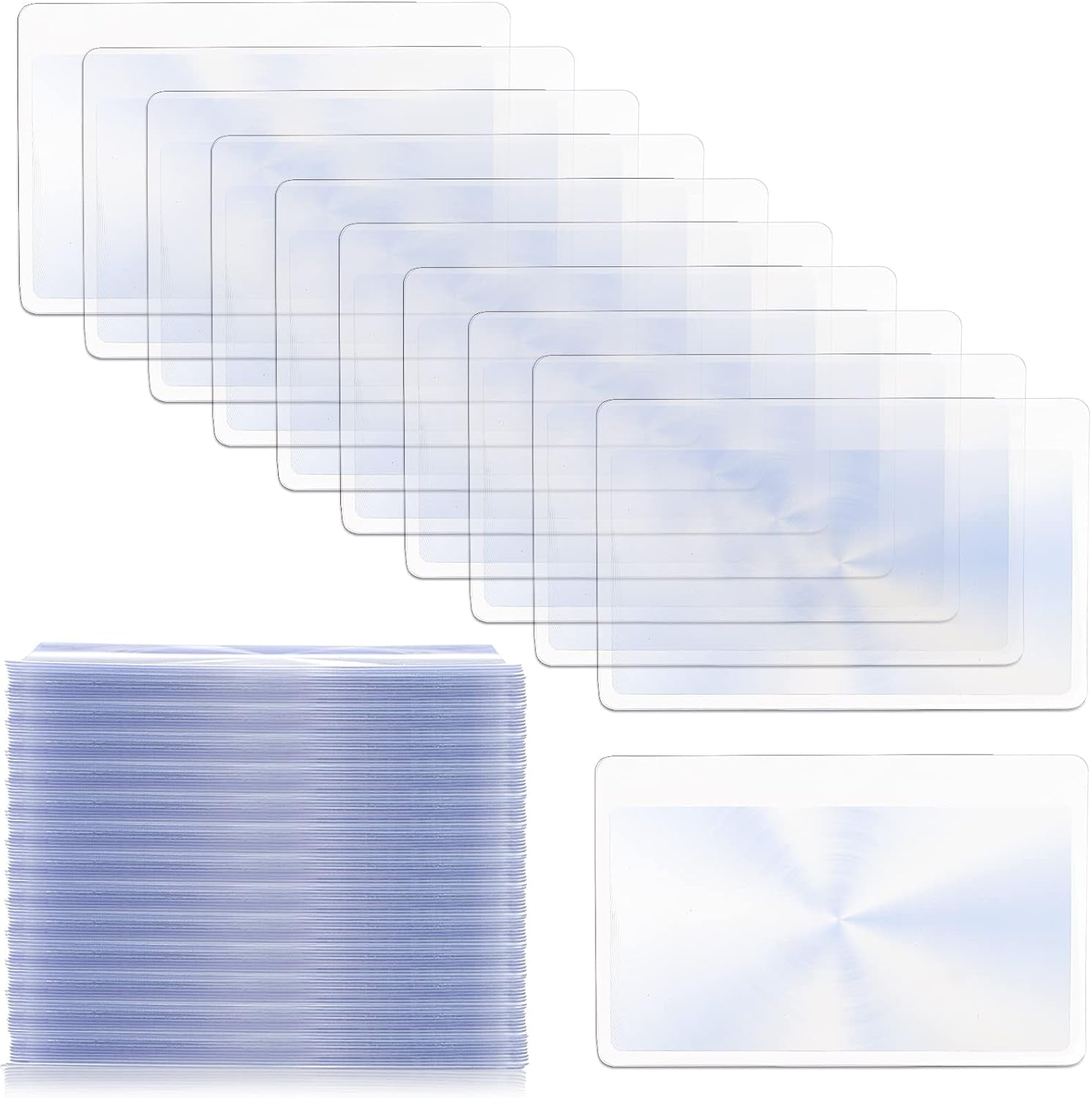 CleanX 100 Pieces Thin Fresnel Lens, Credit Card Size Pocket Magnifier ...