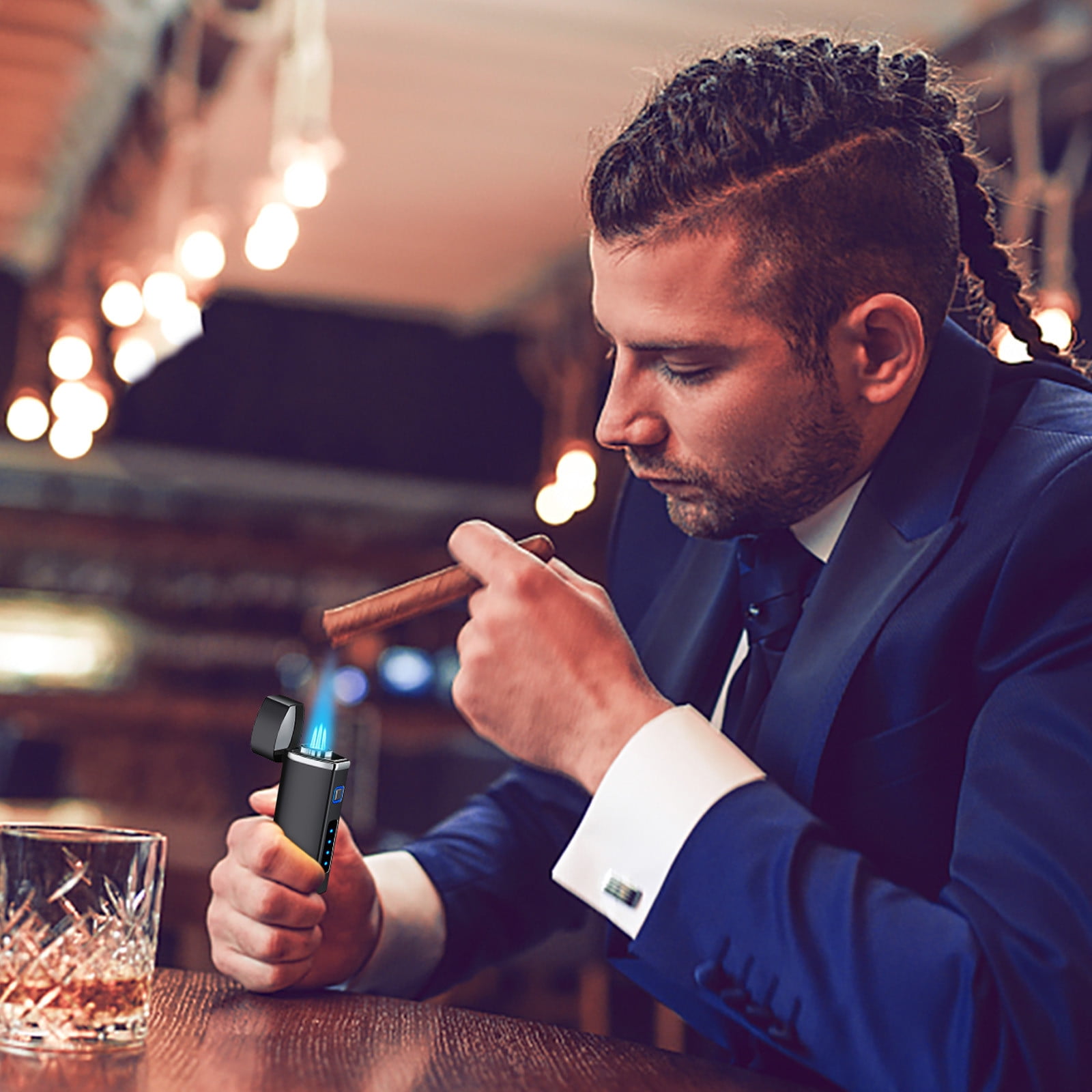 Cleance! Triple Jet Flame Lighter, Torch Lighter USB Electric Lighter ...