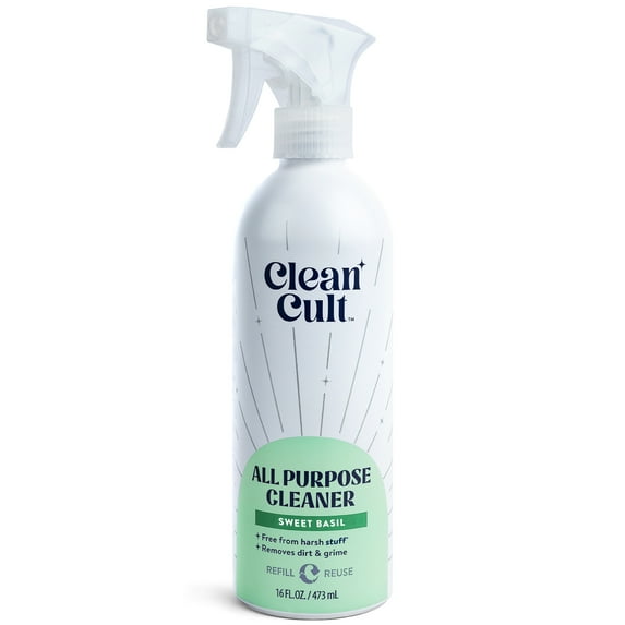 Cleancult All Purpose Cleaner, Refillable Aluminum Bottle, Sweet Basil ...