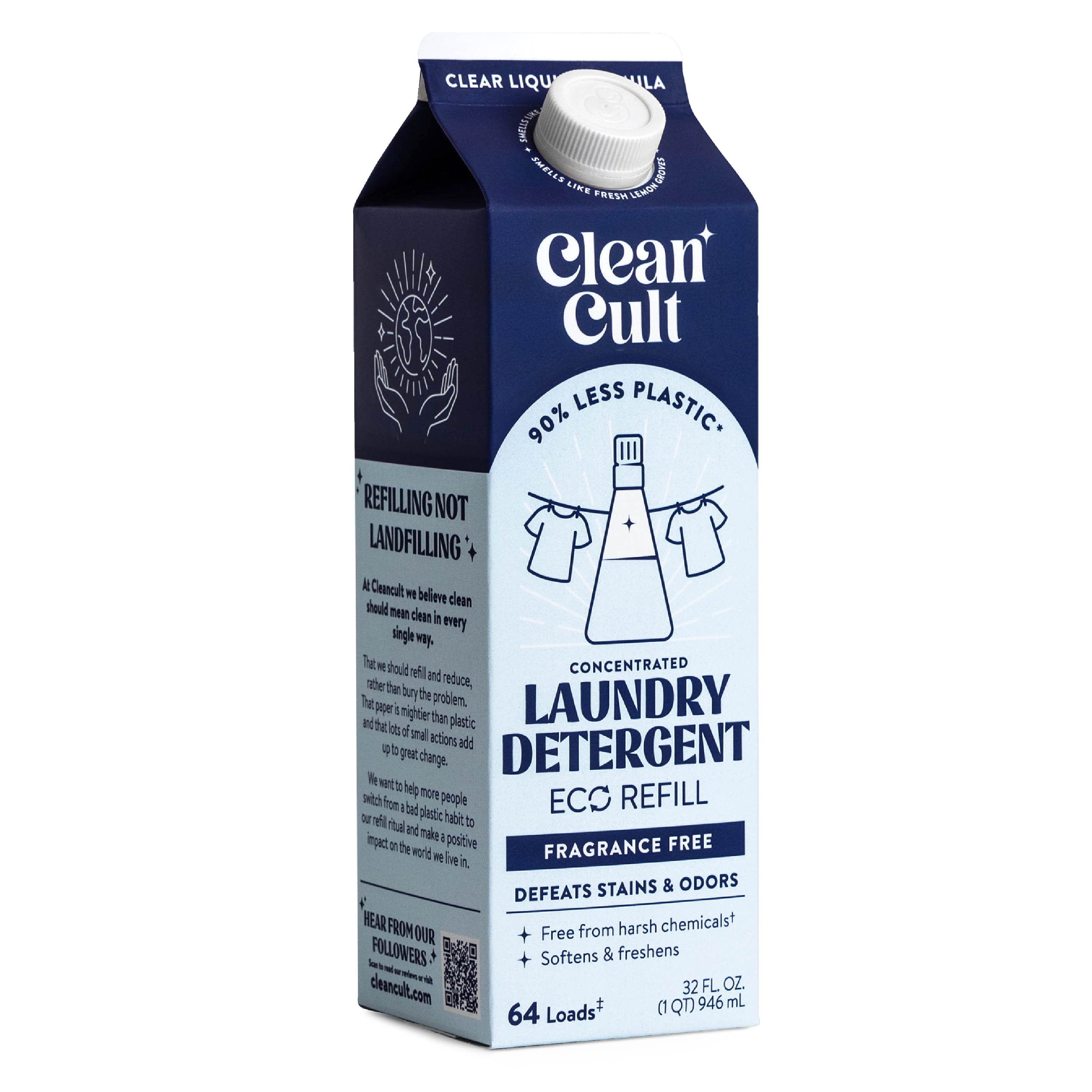 Cleancult Unscented Laundry Detergent Refill, Biodegradable, 32 fl oz ...