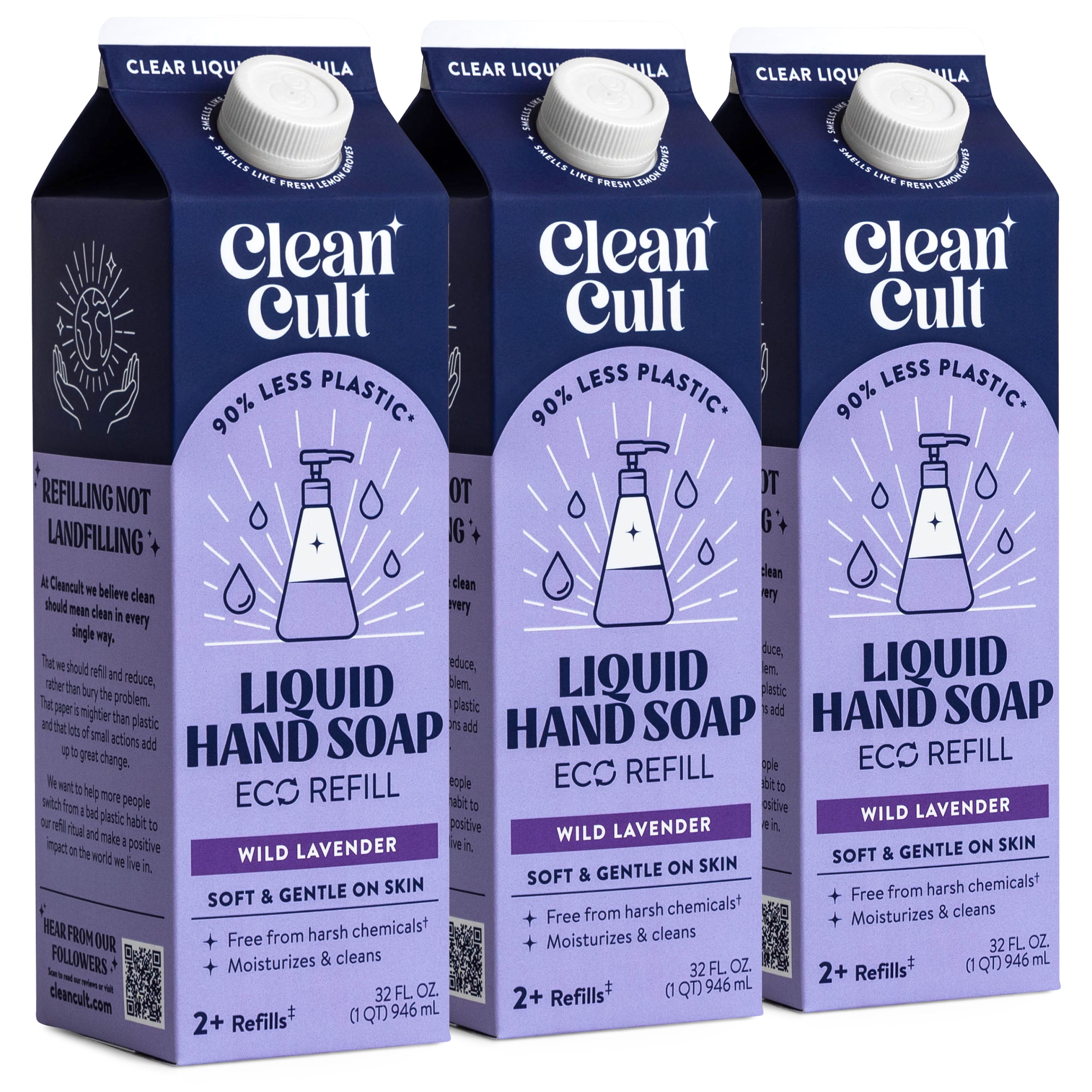 Cleancult Non-Toxic, Dye-Free Clear Liquid Hand Soap Refill, Lavender ...