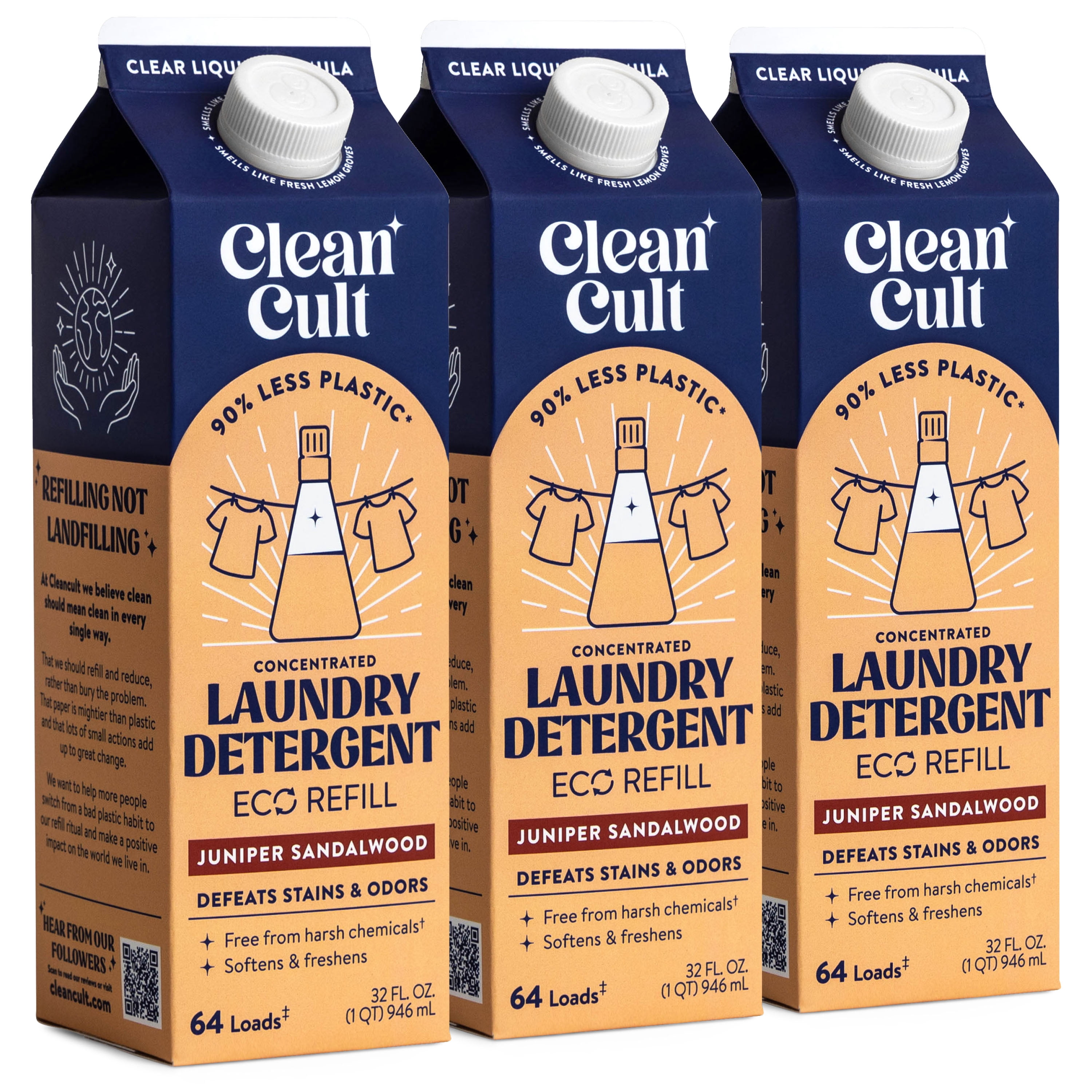 Cleancult Eco Friendly Laundry Detergent, 32oz, 3 Pk, Juniper ...
