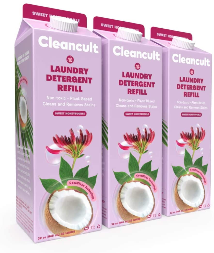 Cleancult Liquid Laundry Detergent Refill, Sweet Honeysuckle Scent, 96 Loads, HE Compatible, 32 ...