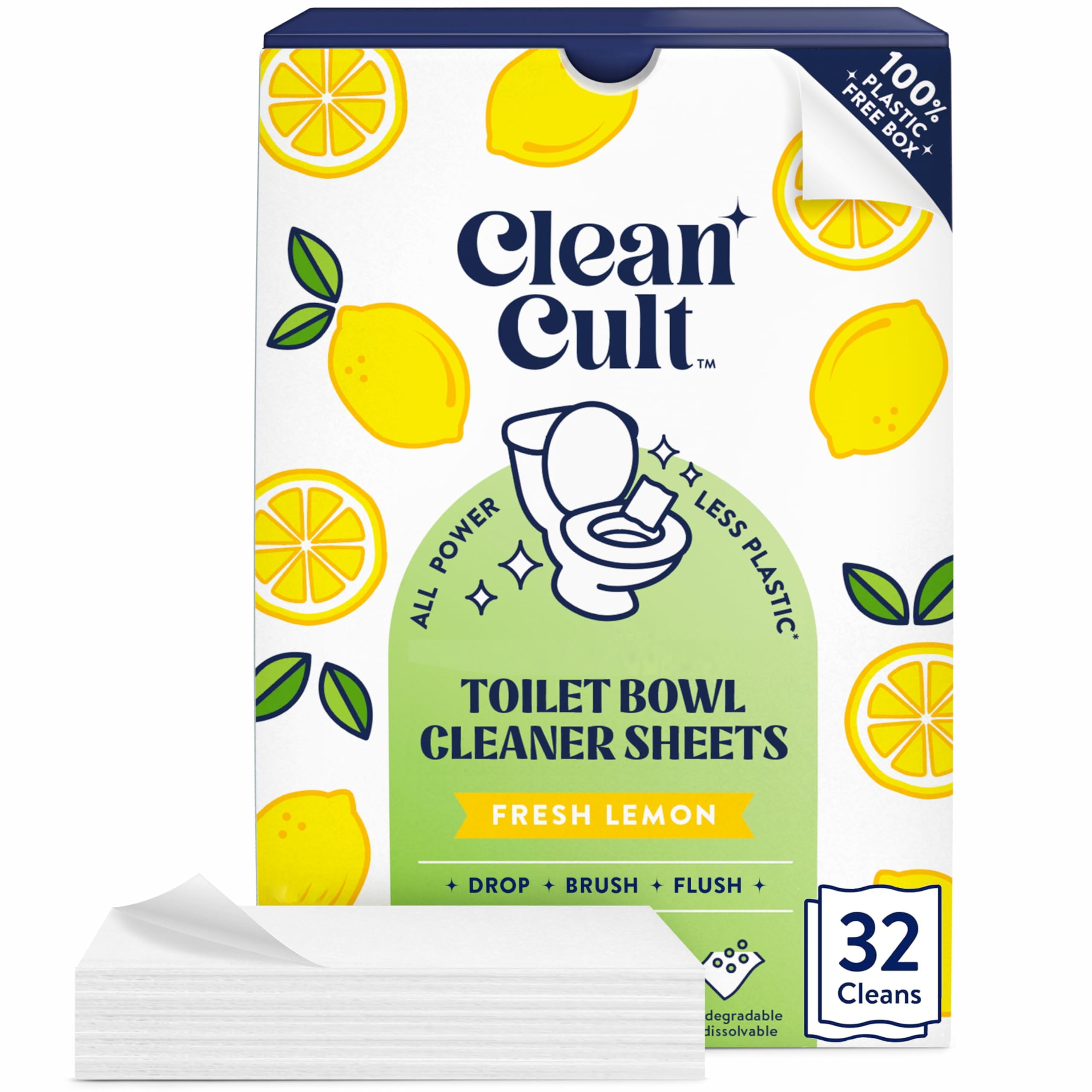 Cleancult Toilet Bowl Cleaner Sheets - Dissolvable, Septic Safe, Effective Cleaning, Removes ...