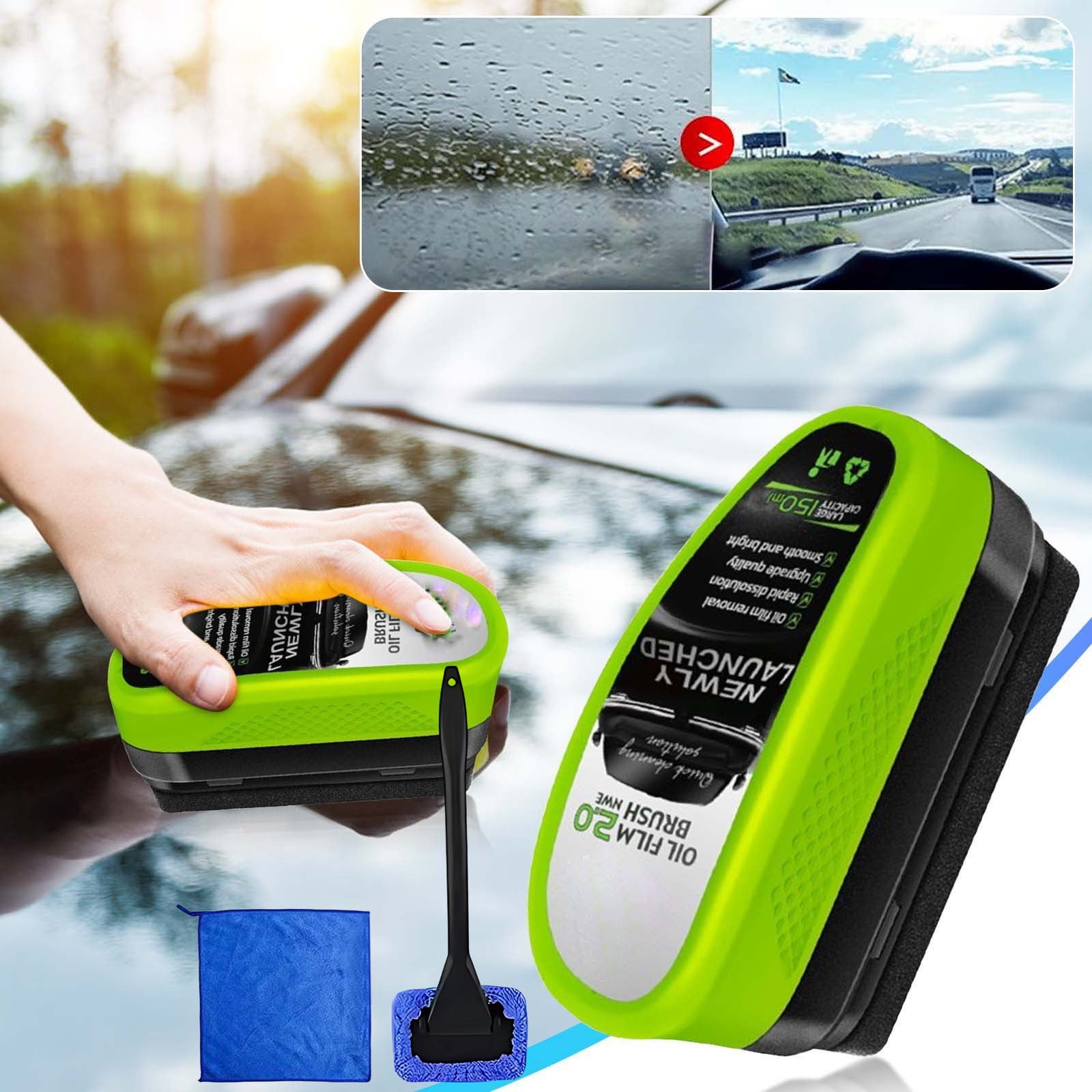 Cleaner Vision Glass Cleaner, Automotive Oil Film Cleaning Brush, Glass ...