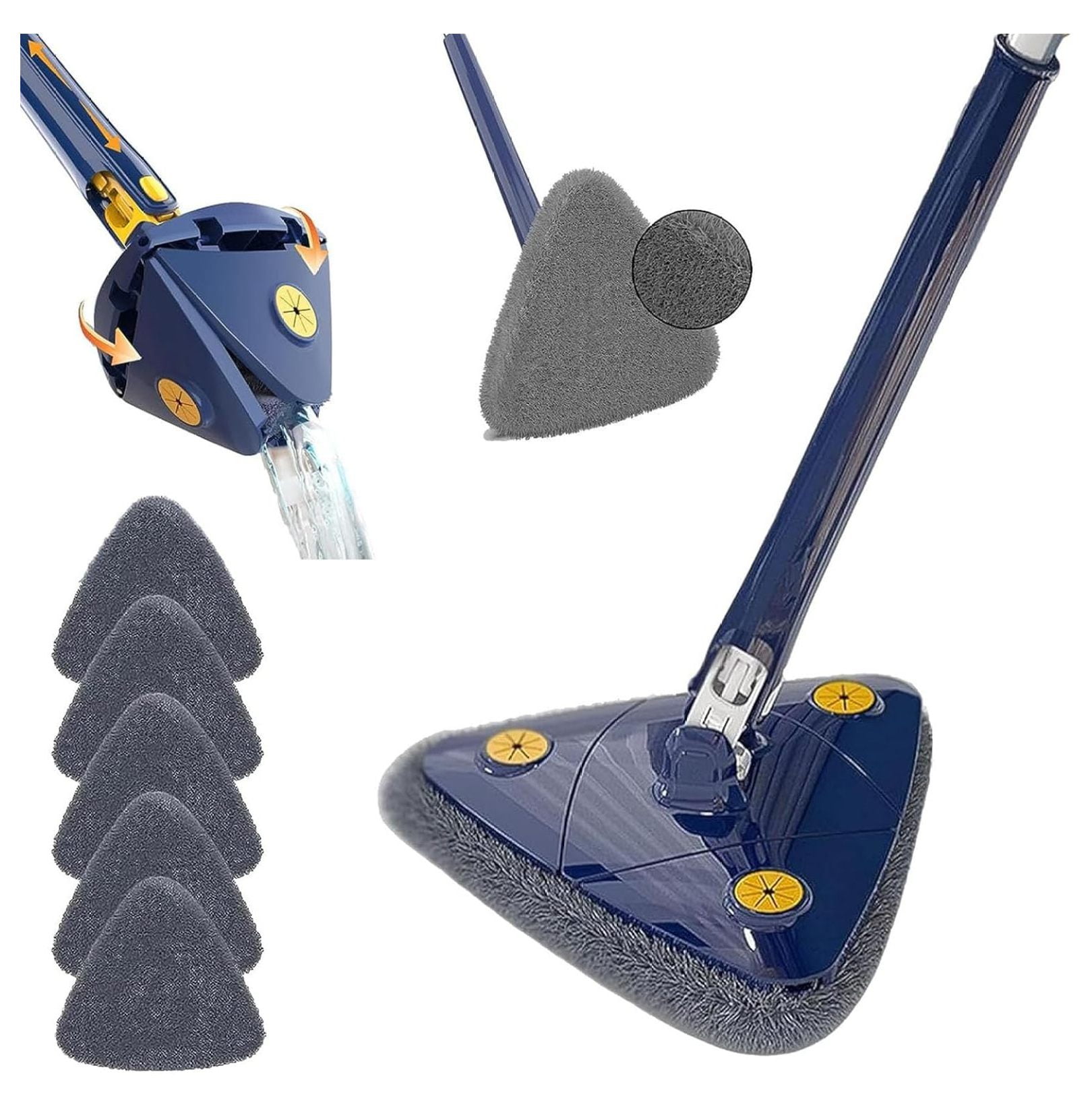 Cleangly 360° Triangular Spin Mop, Mops for Floor Cleaning, Mop Head ...