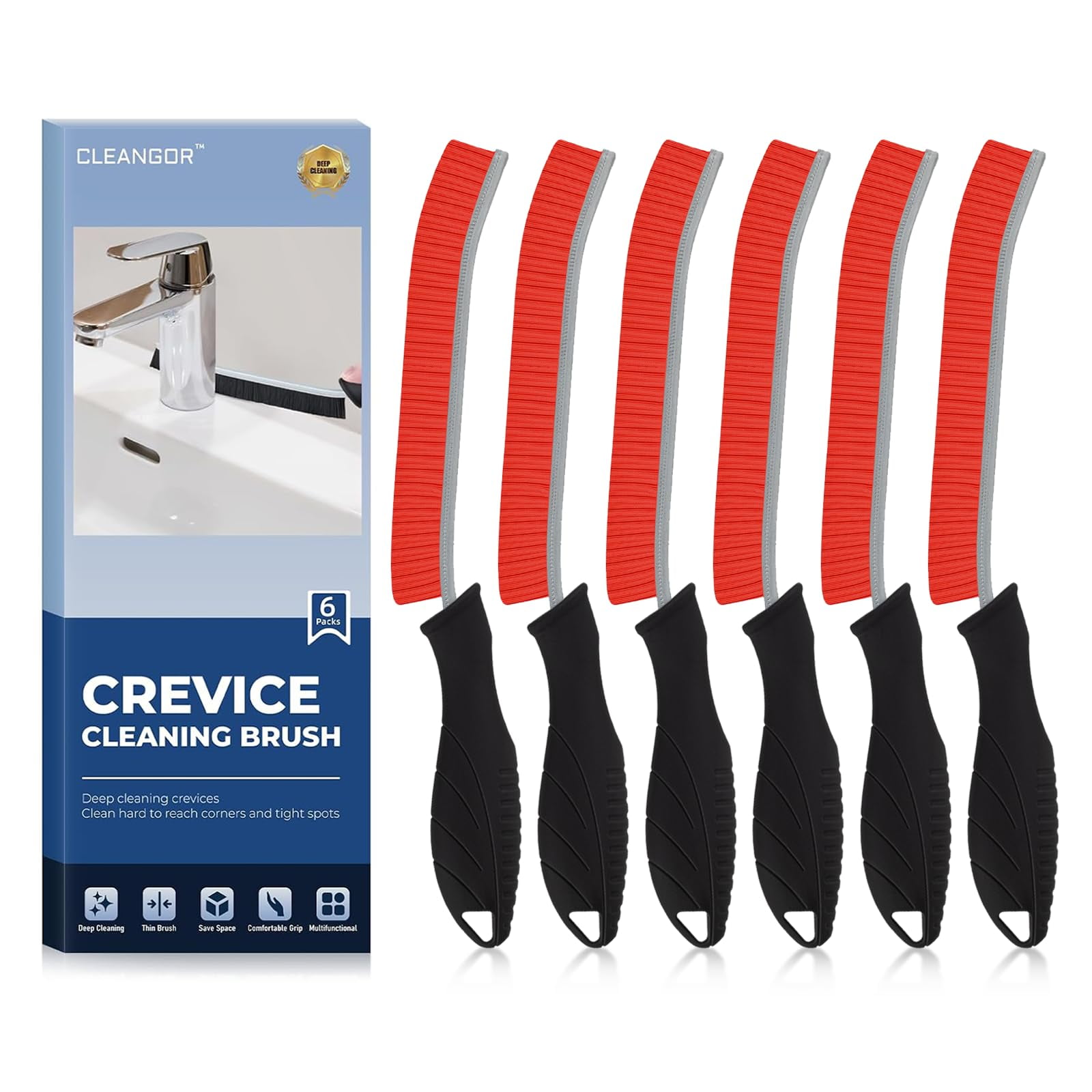 Cleangor Crevice Cleaning Brushes, Cleaner Scrub Brush Tool for Hard to ...