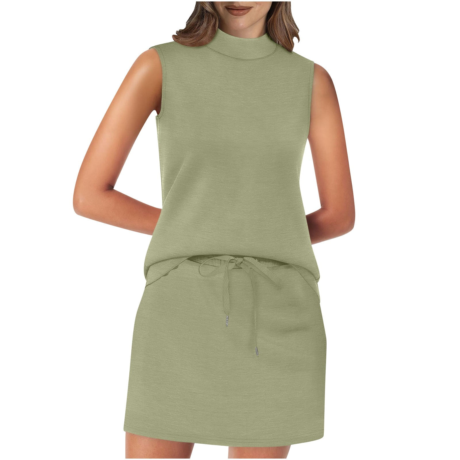 Cleaning 2 Pcs Summer Beach Suits For Women Basic Pure Outfits Mock ...