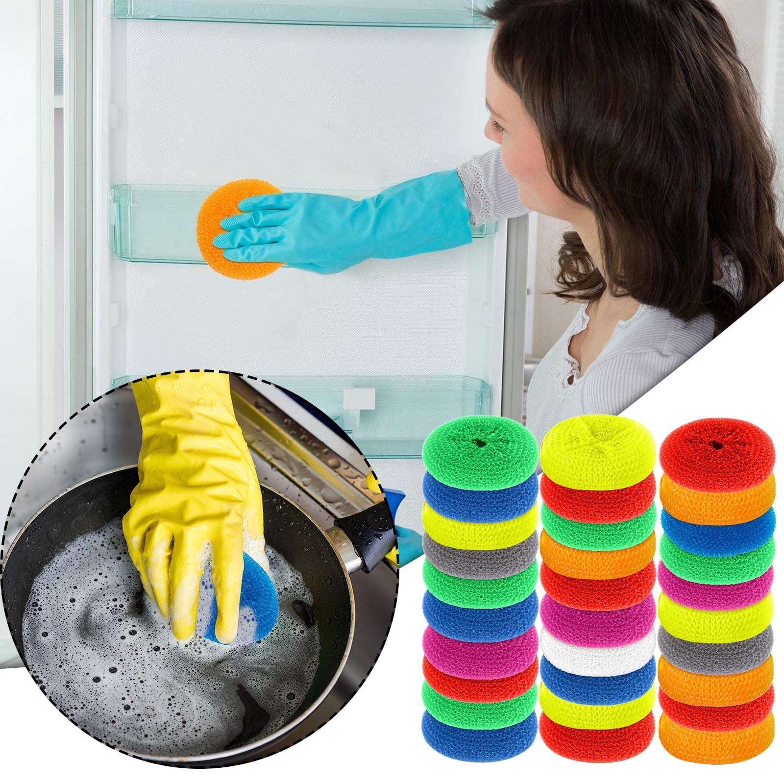 Cleaning 30PCs Scouring Pads Round Dish Pads Non Scratch Dish Scrubbers ...