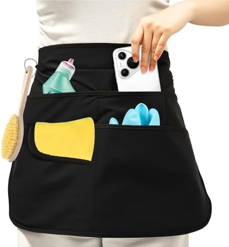 Cleaning Apron, Waist Apron for Housekeeping with 5 Pockets, Adjustable ...