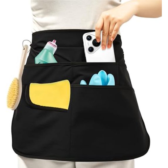Cleaning Apron, Waist Apron for Housekeeping with 5 Pockets, Adjustable ...
