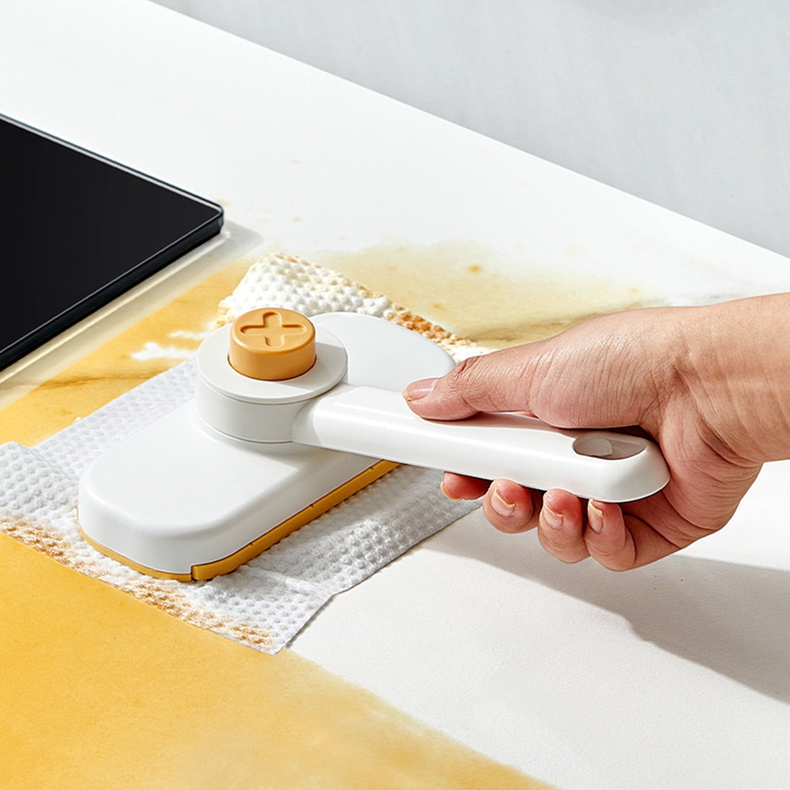 Cleaning Brush with Clip for Paper Towels and Rags, One-Click Change ...