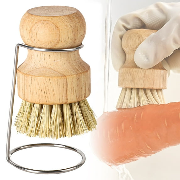 Cleaning Brush,Dish Brush Set With Holder Natural Dish Scrub Brush For ...