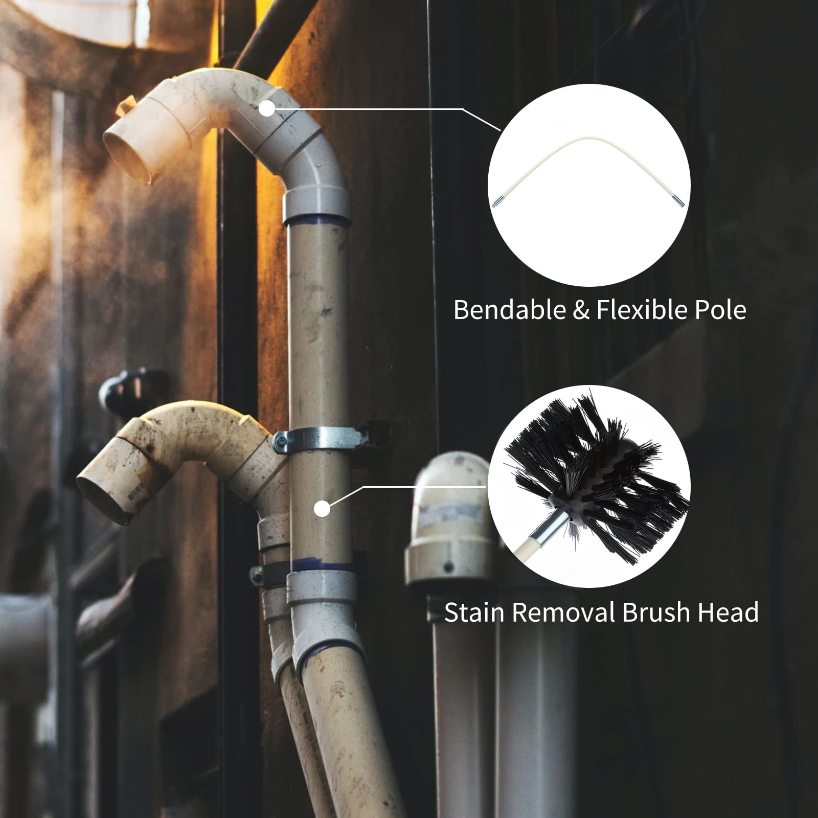 Cleaning Brush,Set Chimney Kit Vent Set Chimney Brushes Dryer Vent Head ...