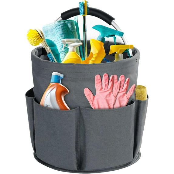 Cleaning Caddy with Handle, Cleaning Products Organiser, 17L Foldable Storage Basket, Cleaning ...