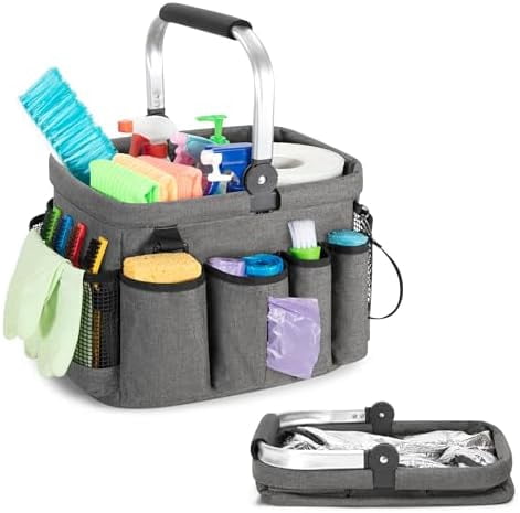 Cleaning Caddy Organizer with Handle, Cleaning Tote Bag with Multiple ...
