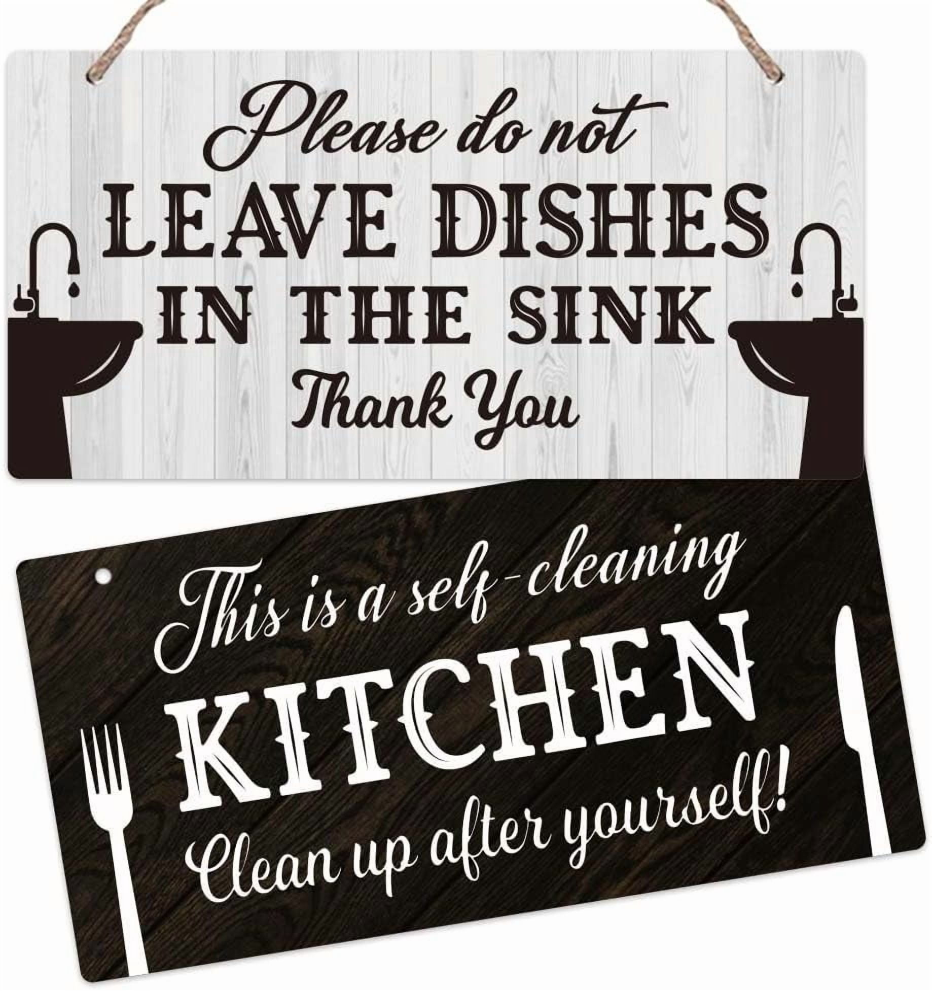 Cleaning Dish PVC Signs Wall Decorative Hanging Plaque Leave Dishes in ...