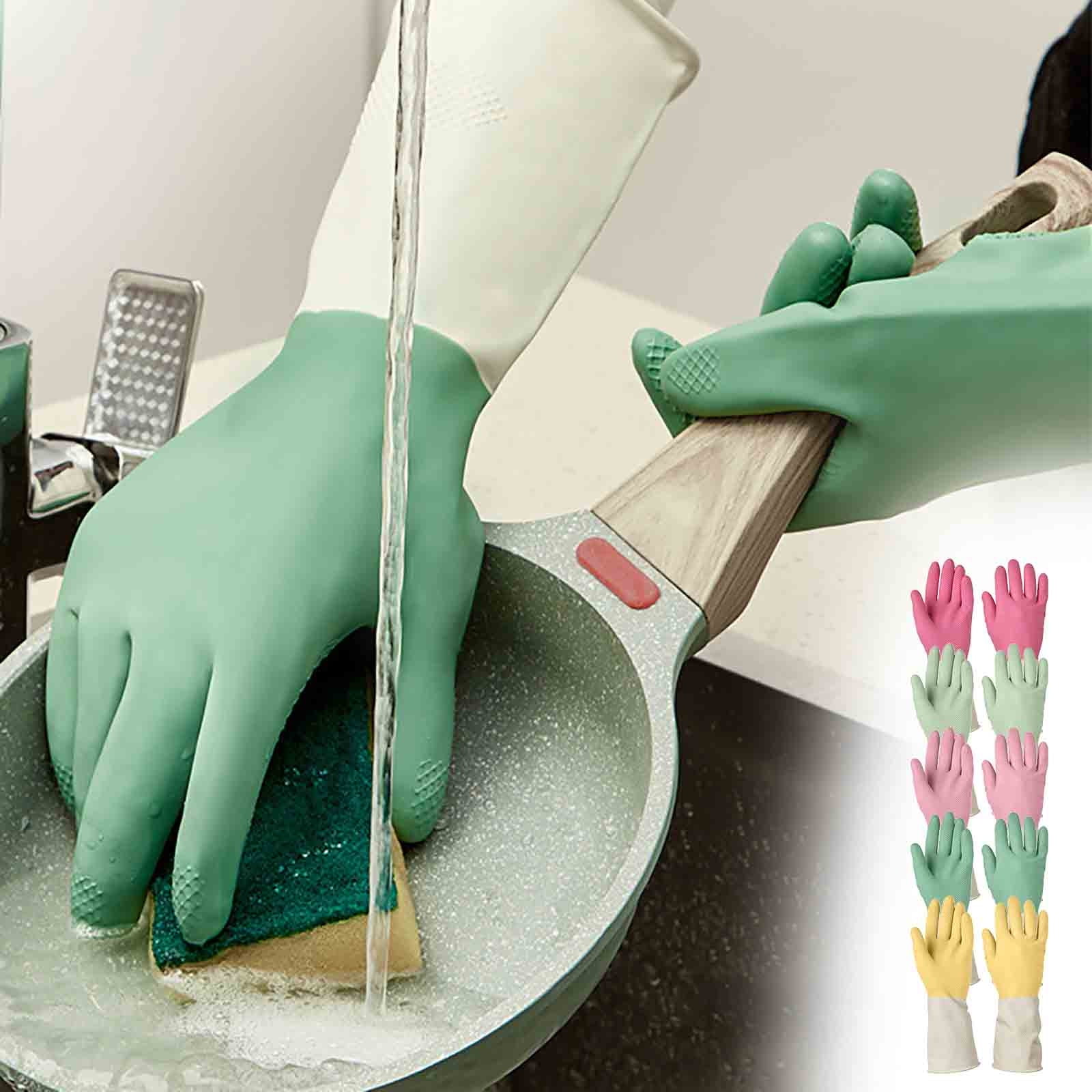 Cleaning Gloves Dishwashing Gloves - Thickened Rubber, Water & Oil ...