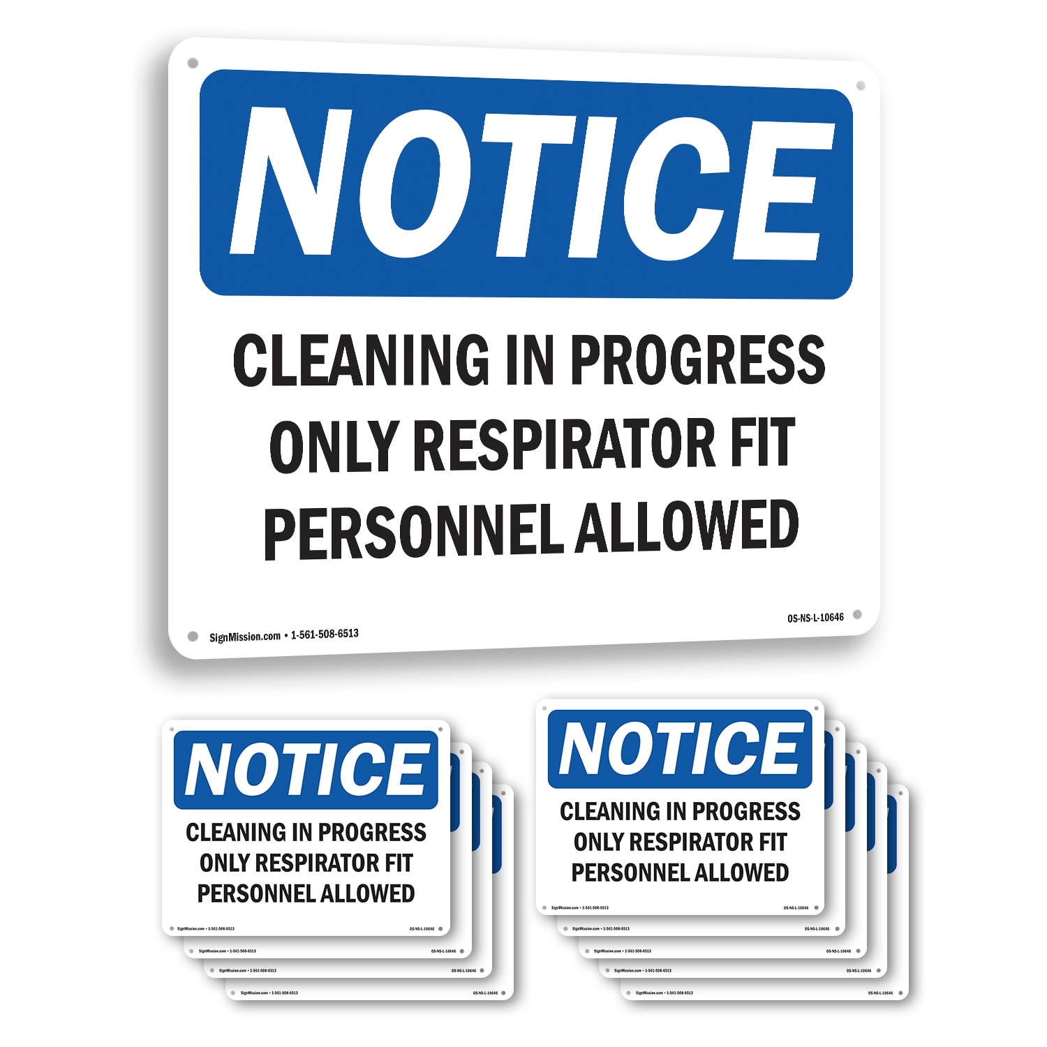 Cleaning In Progress Only Respirator Fit OSHA Notice Aluminum Sign 10 ...