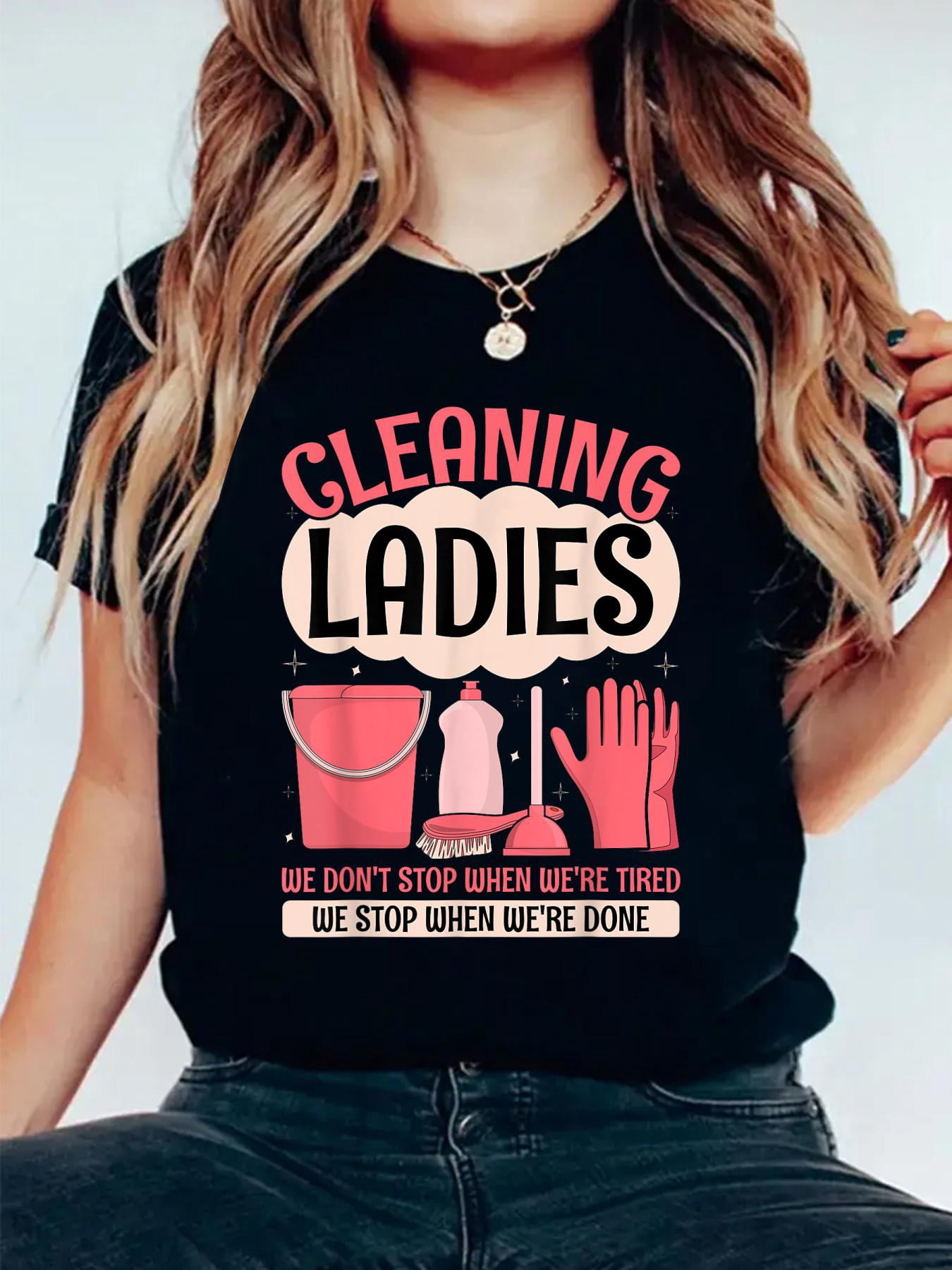 Cleaning Lady Design for Housekeeping Staff T-Shirt Graphic Tee summer ...