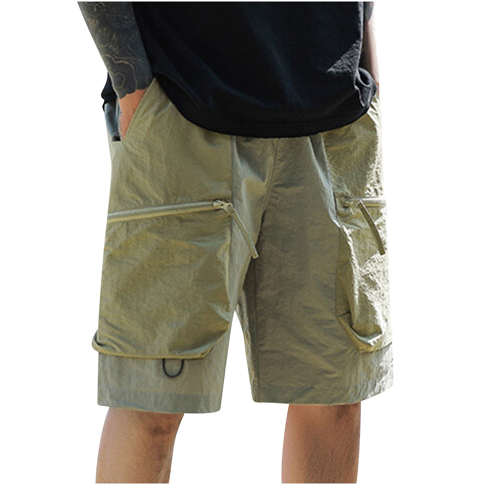 Cleaning Mens Summer Cargo Pants Color Block Bermuda Shorts Elastic ...
