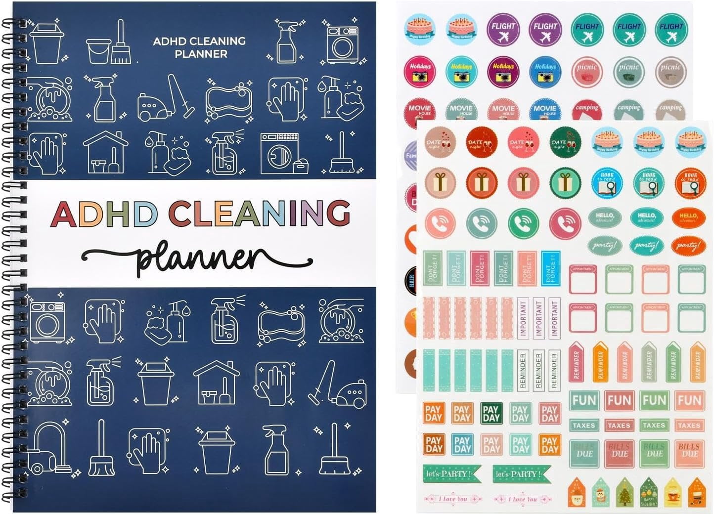Cleaning Planner for Adults with 2 Sheets Stickers- Daily, Weekly ...