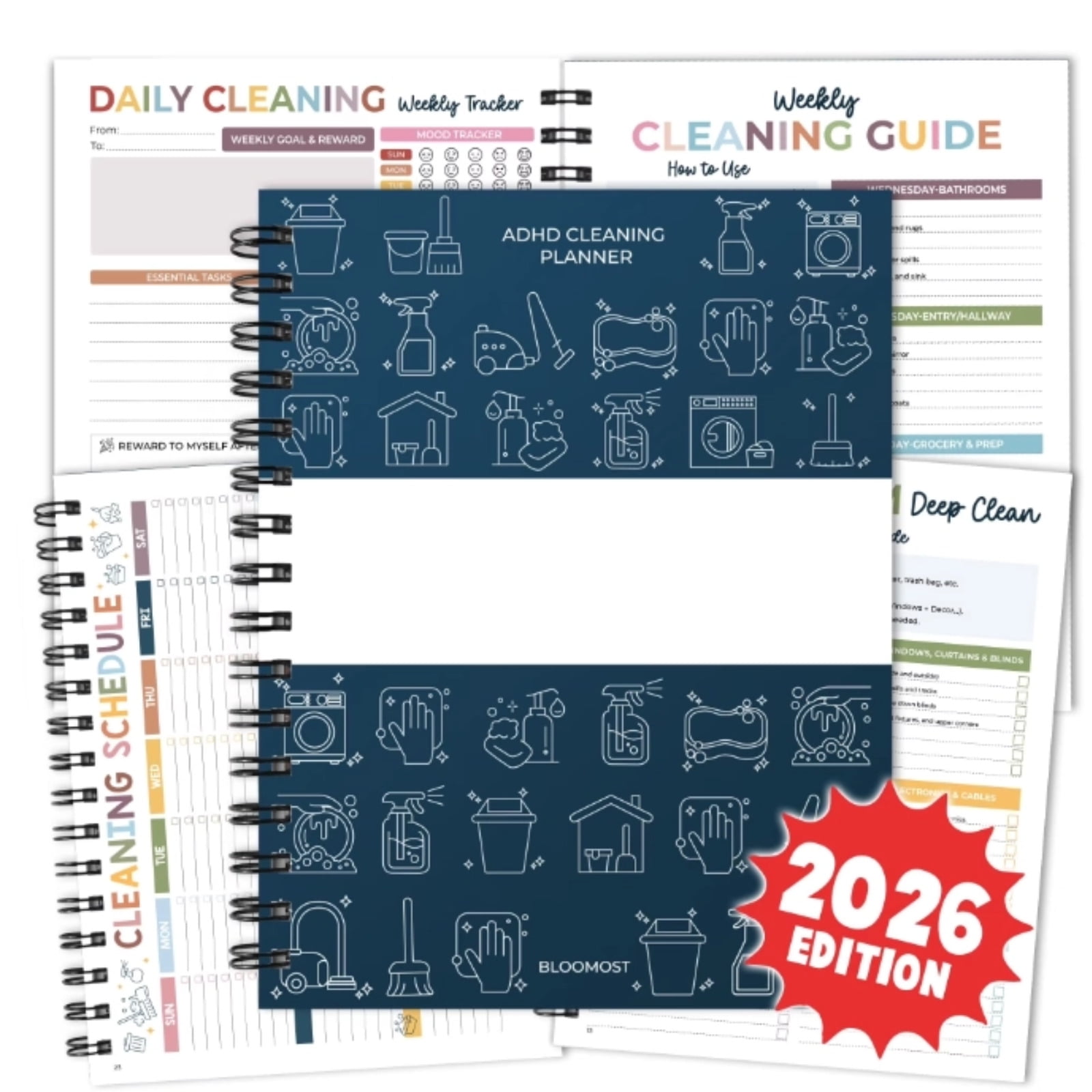 Cleaning Planner for Adults & Teens - Daily Weekly Monthly Household ...