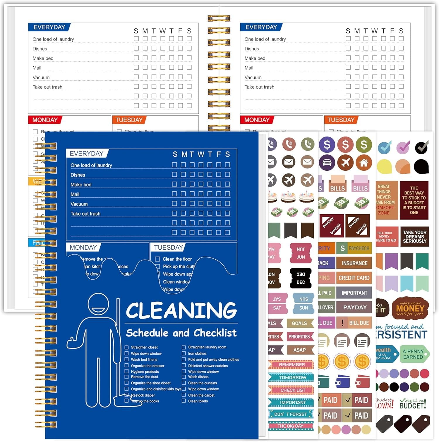 Cleaning Planner & Checklist, Undated Daily Weekly Household Cleaning ...