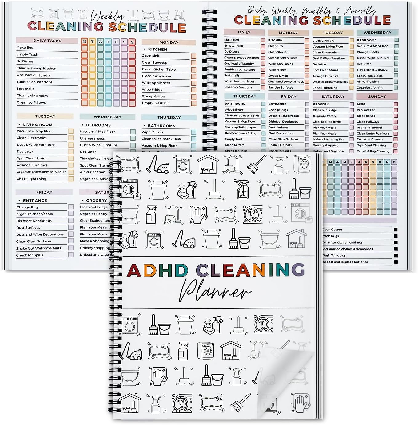 Cleaning Planner, Cleaning Schedule and Checklist Organizer, Daily ...