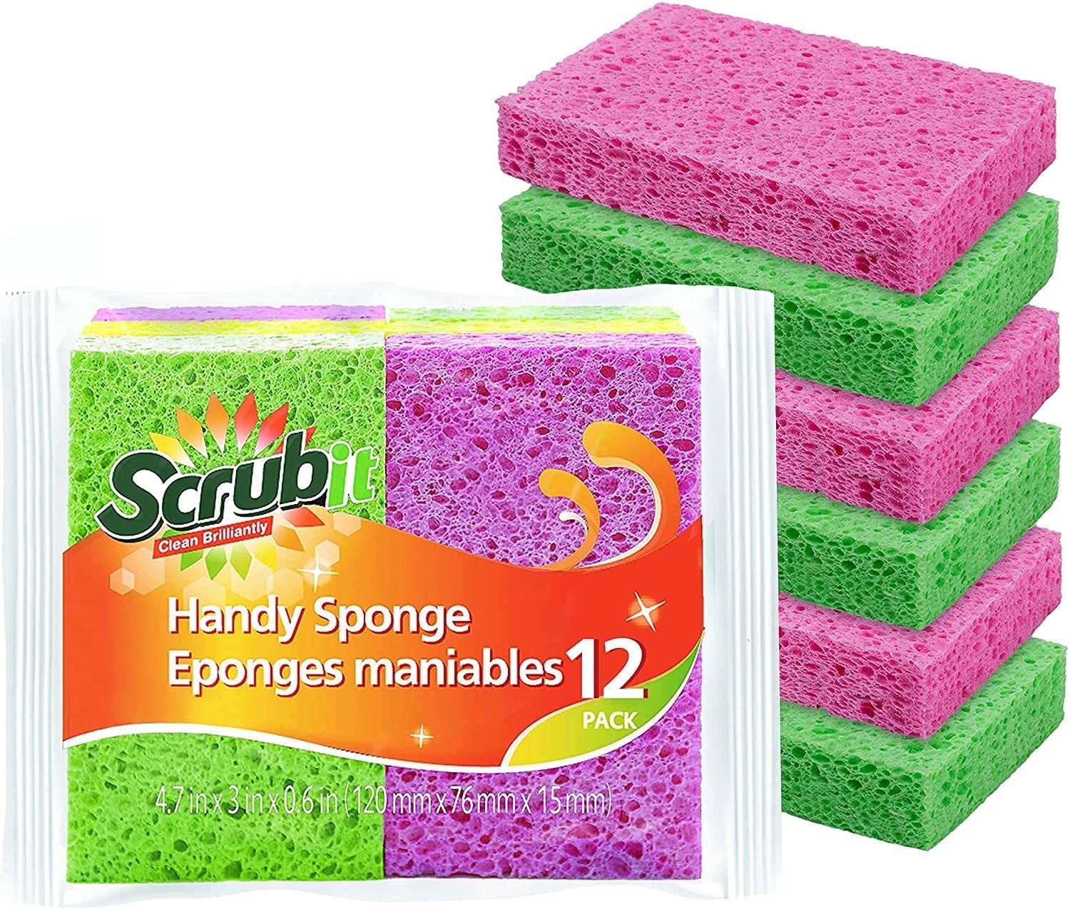 Cleaning Scrub sponge by Scrub-it -Assorted Colors - Non-Scratch -12 ...