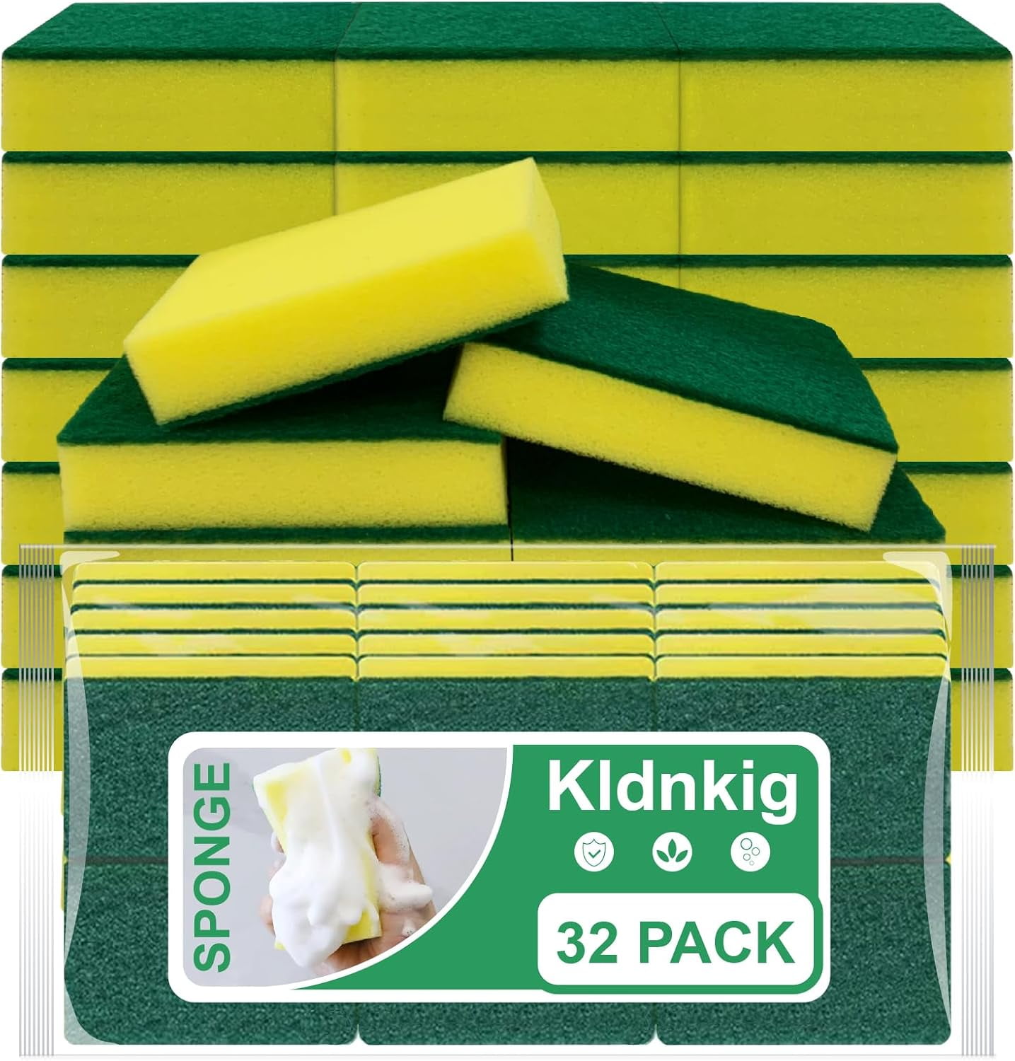 Cleaning Sponge,32 Pack Dual-Sided Dishwashing Sponge for Kitchen ...