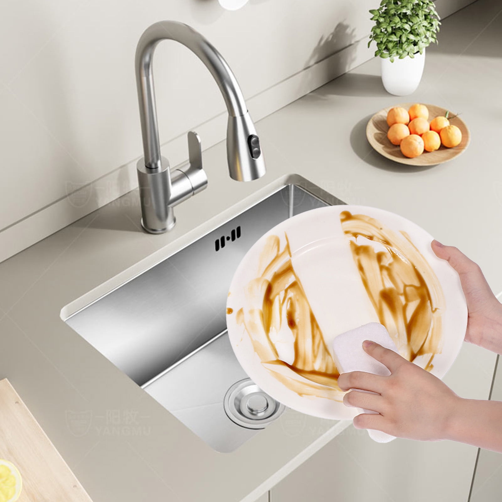 Cleaning Sponge Block, Non-Stick Oil Scrubber Sponge Featuring Super ...