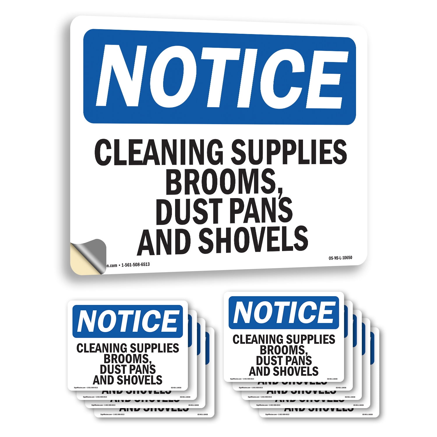 Cleaning Supplies Brooms Dust Pans And Shovels OSHA Notice Vinyl Decal ...