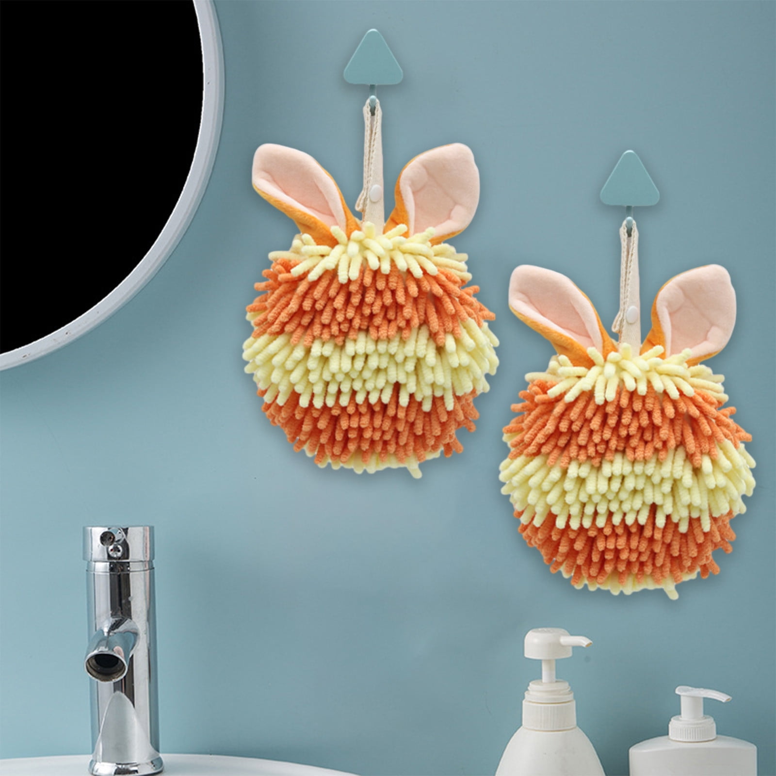 Cleaning Supplies Deals! ESULOMP Rabbit Ear Crown Chenille Hand Towel ...