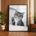 Cleaning Teeth Cat Bathroom Classic Fashion Poster Unframed Paper Print ...