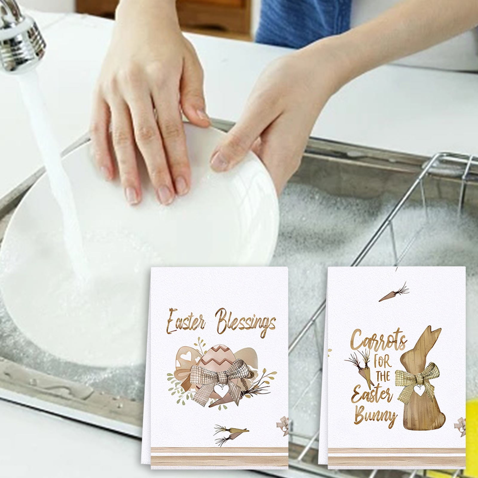 Cleaning Wipes Mode Stripe Rabbit Bunny Eggs Easter Kitchen Towels Dish ...