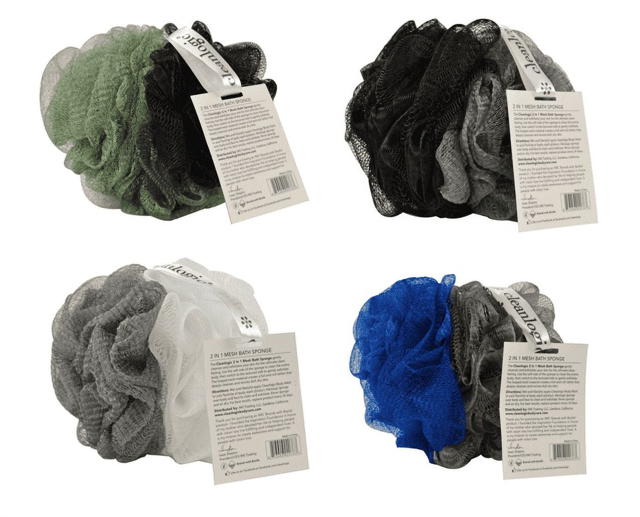 Cleanlogic 2 in 1 Mesh Bath Sponge (Pack of 4) - Walmart.com