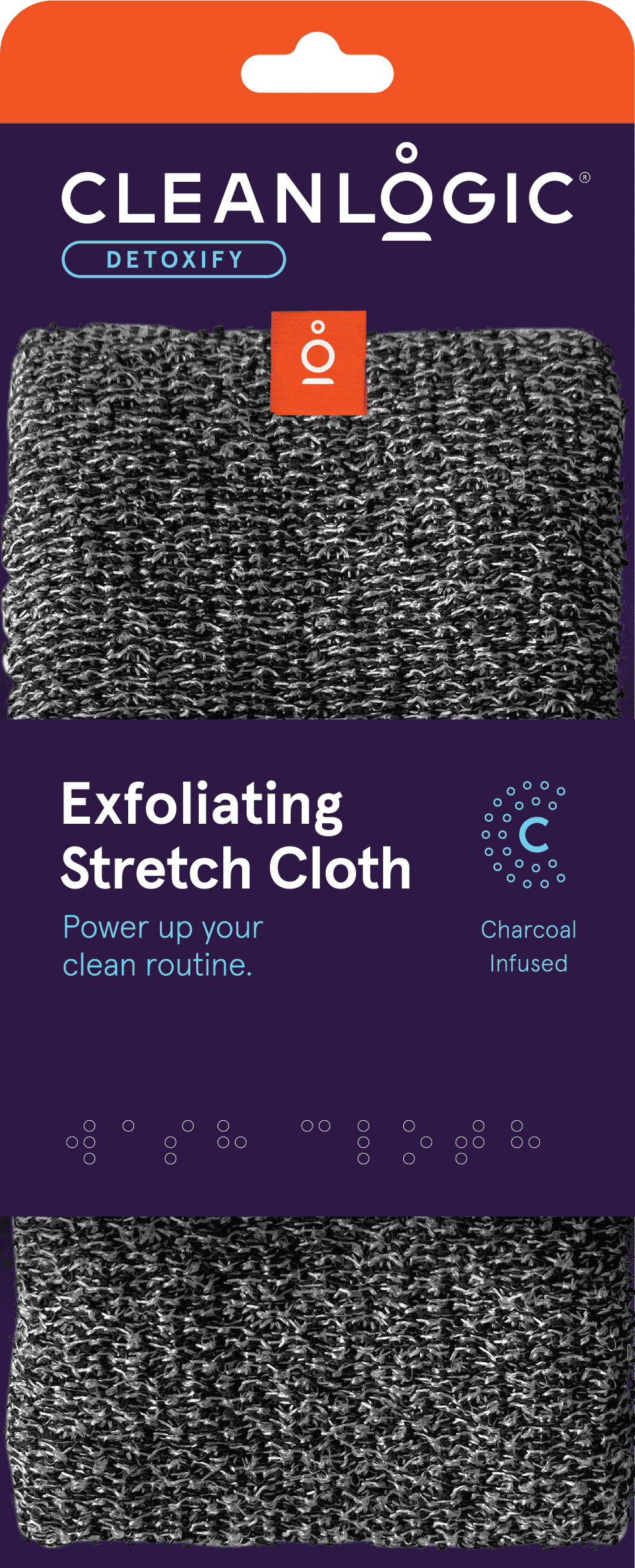 Cleanlogic Body Exfoliating Cloth, Detoxify Charcoal-Infused Stretch ...