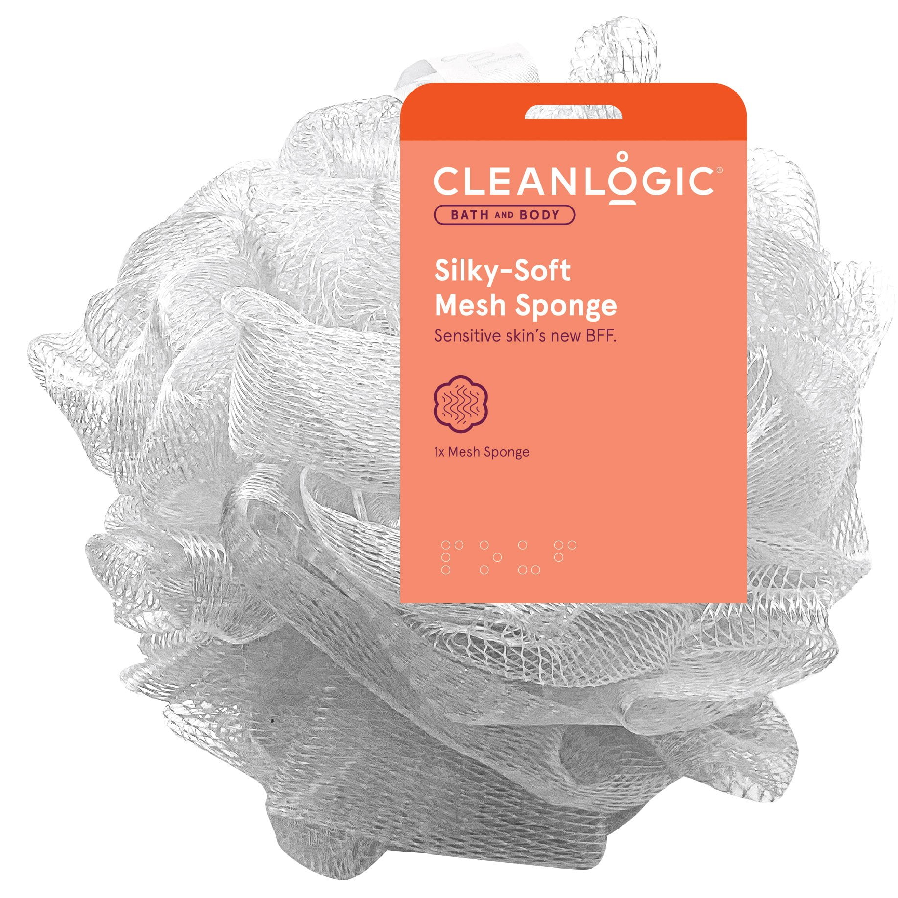 Cleanlogic Silky-Soft Mesh Loofah Bath Sponge - Each (Packaging May ...