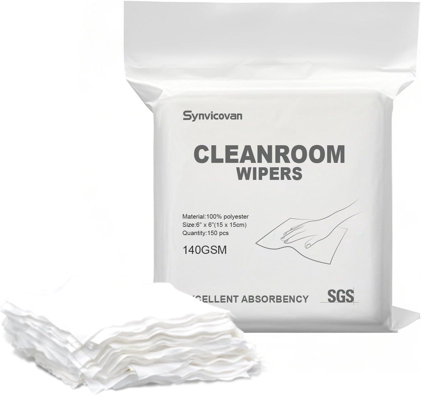 Cleanroom Wipers 6"x6"(150 Pcs, 100% Polyester, Class 100, 140GSM ...