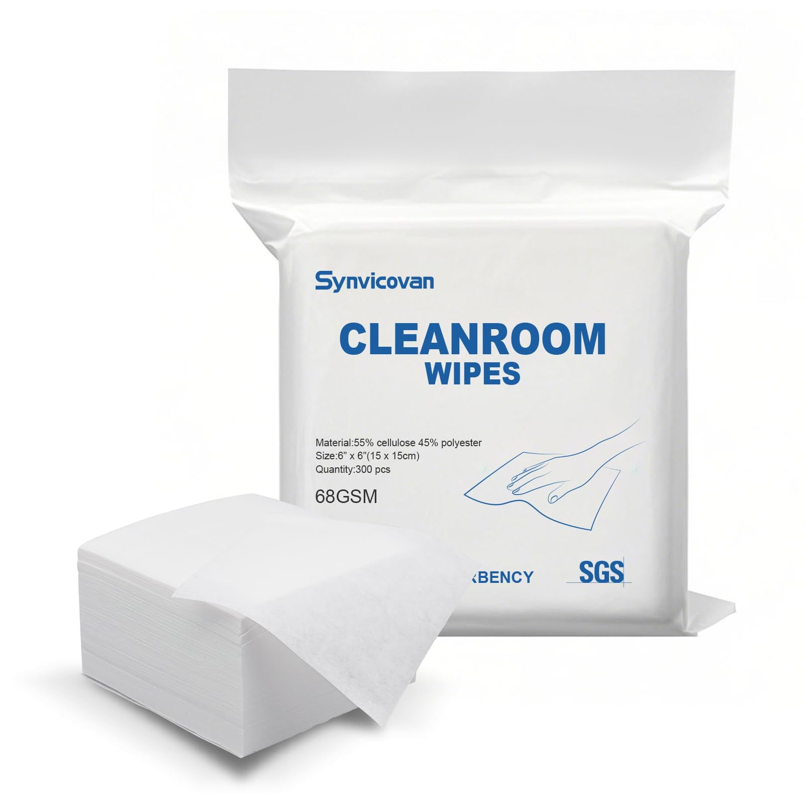 Cleanroom Wipes 6"x6" (300 Pcs, Cellulose/Polyester Blend, Grade A ...
