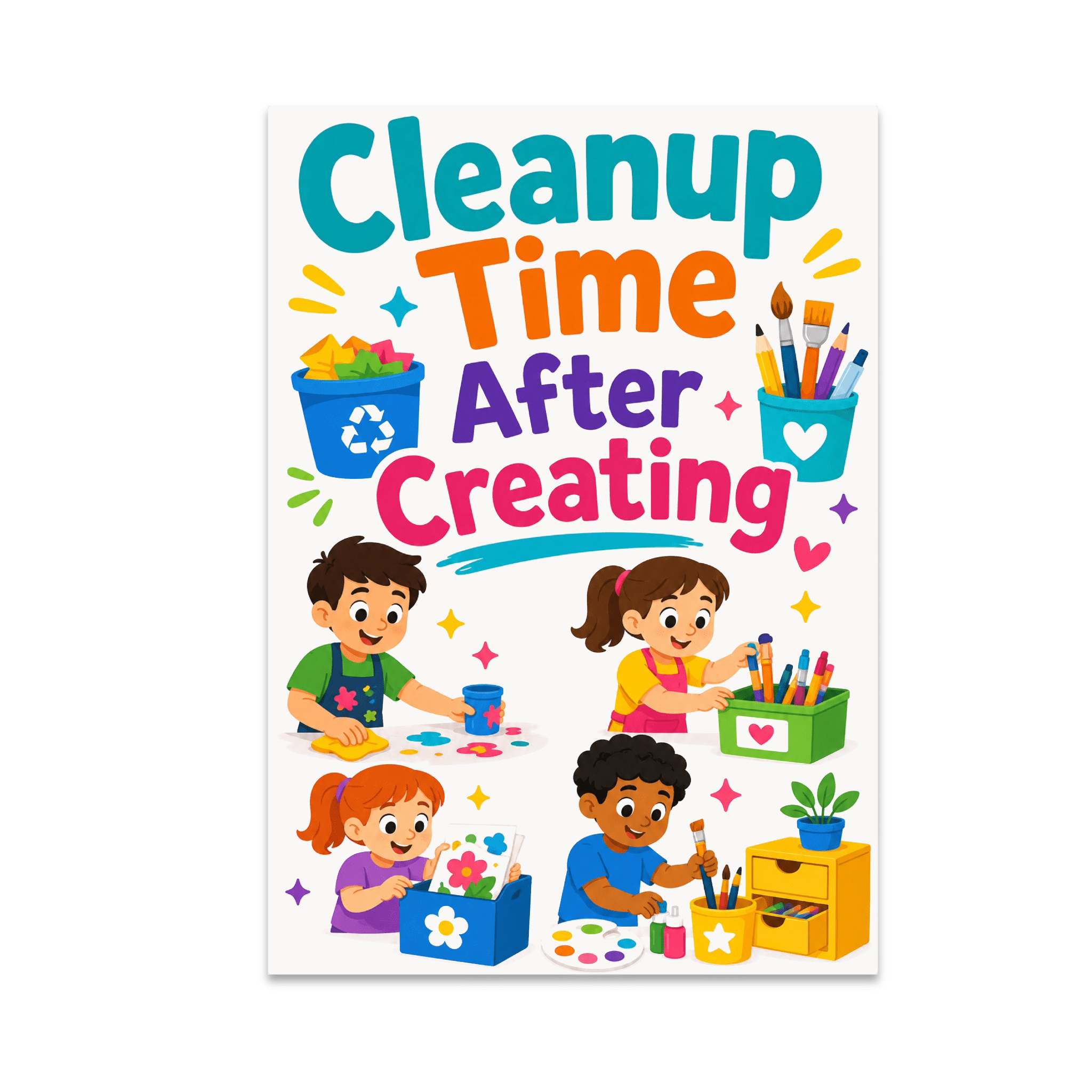 Cleanup Time After Creating - Studio Organizer - 13x19 Poster Print ...
