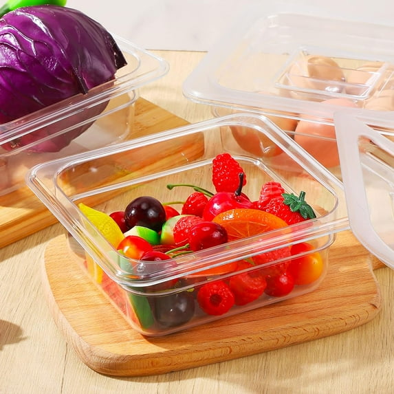 Clear 1/6 Size Food Pan Restaurant Containers with Lids Square Cambro ...