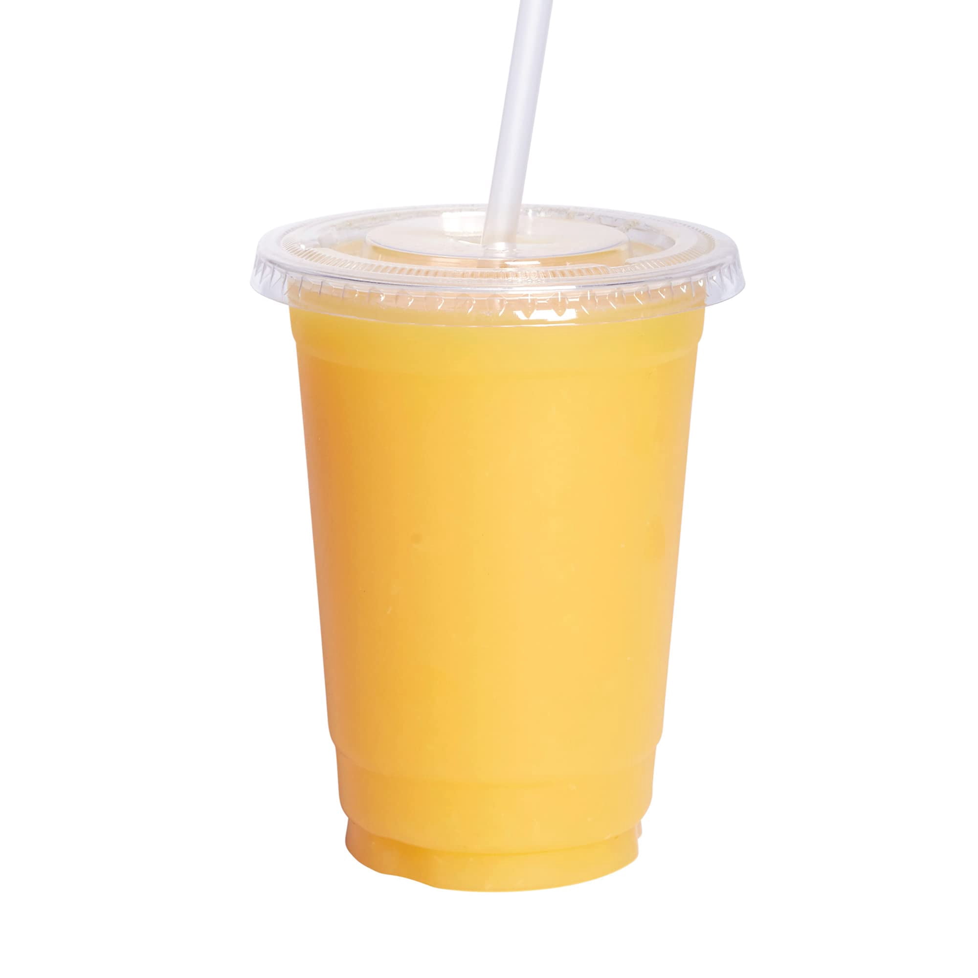 Clear 10 oz Plastic Cups with Flat Lids for Iced Coffee, Smoothies and ...