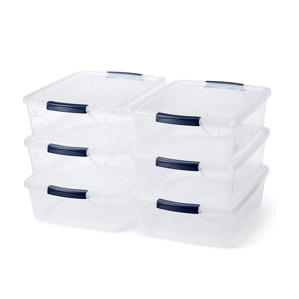 Clear 16 Qt/4 Gal, Pack of 6 Stackable Plastic Storage Containers with ...