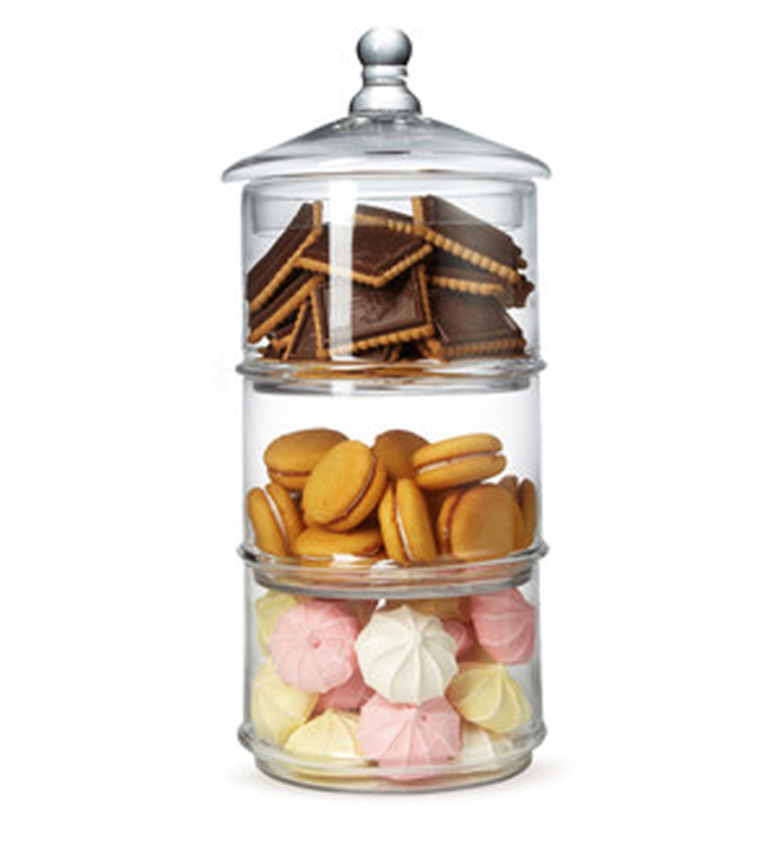 Clear 16 inch Stacking Food Storage, 3 Tier Cookie Candy Jars, MyGift Apothecary Glass Container ...