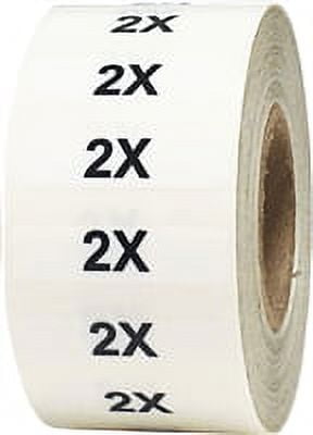 Clear 2X Clothing Size Strip Stickers | 1.25 x 5" Inches Wide | 125 ...