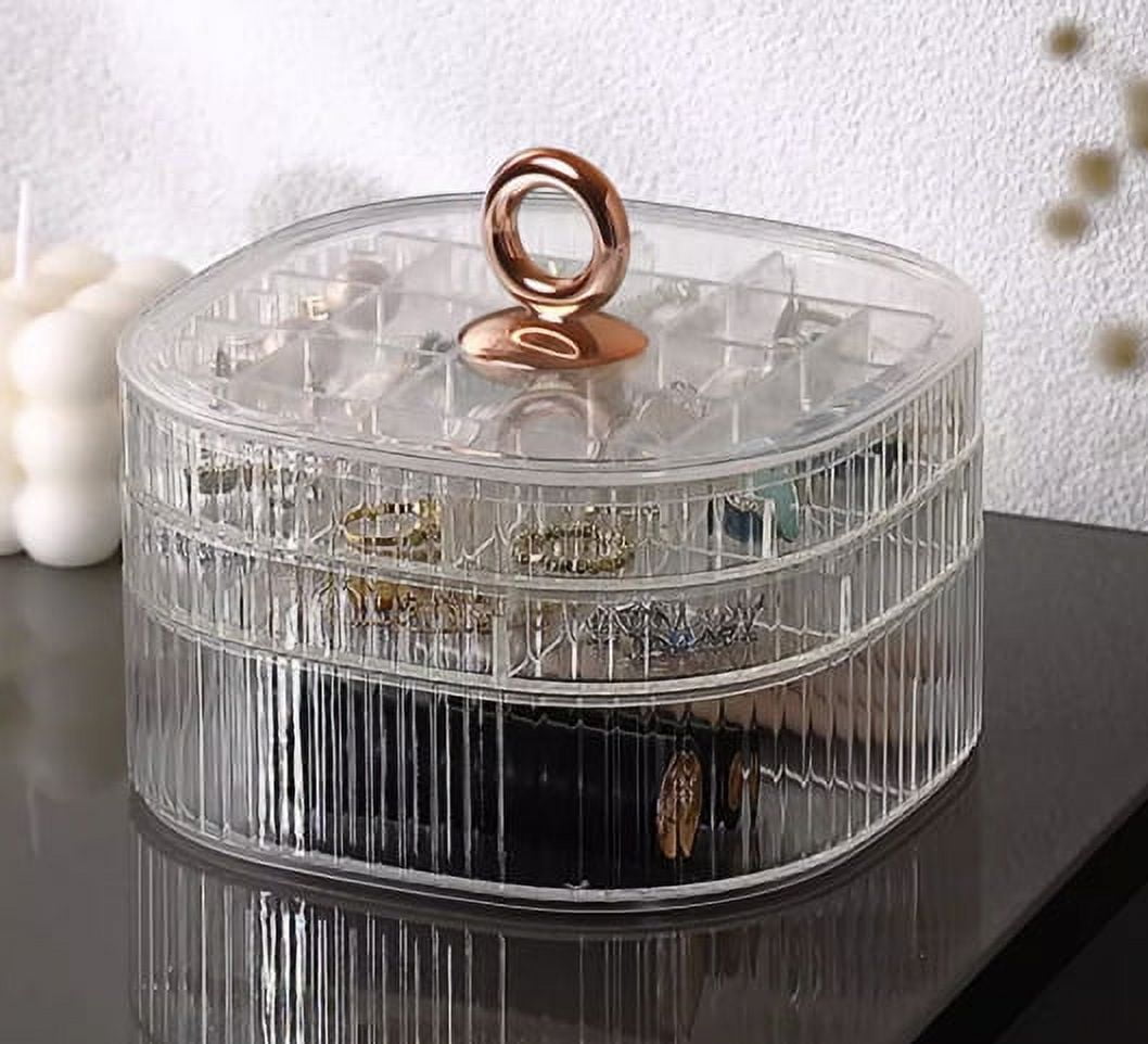 Clear 3-layer Earring Box Compartment Jewelry Organizer Stackable ...